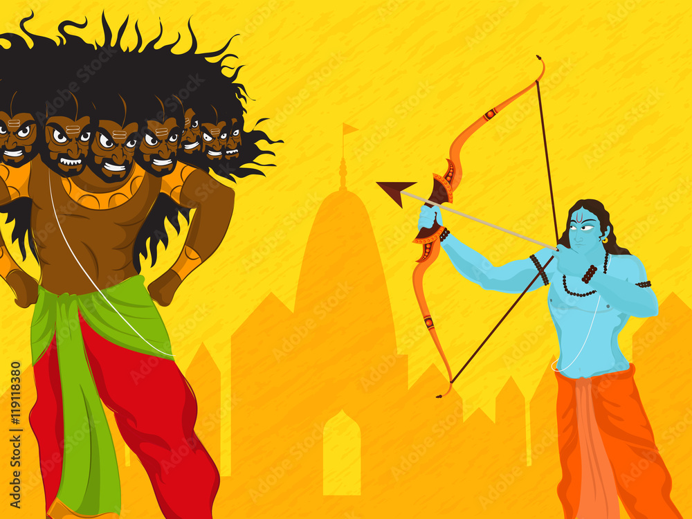 Lord Rama killing Ravana for Dussehra celebration. Stock Vector | Adobe ...