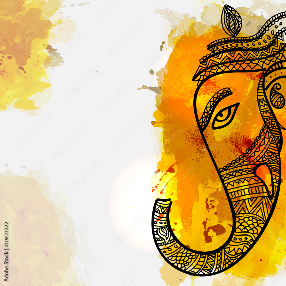 Lord Ganesha Face for Ganesh Chaturthi. Stock Vector | Adobe Stock