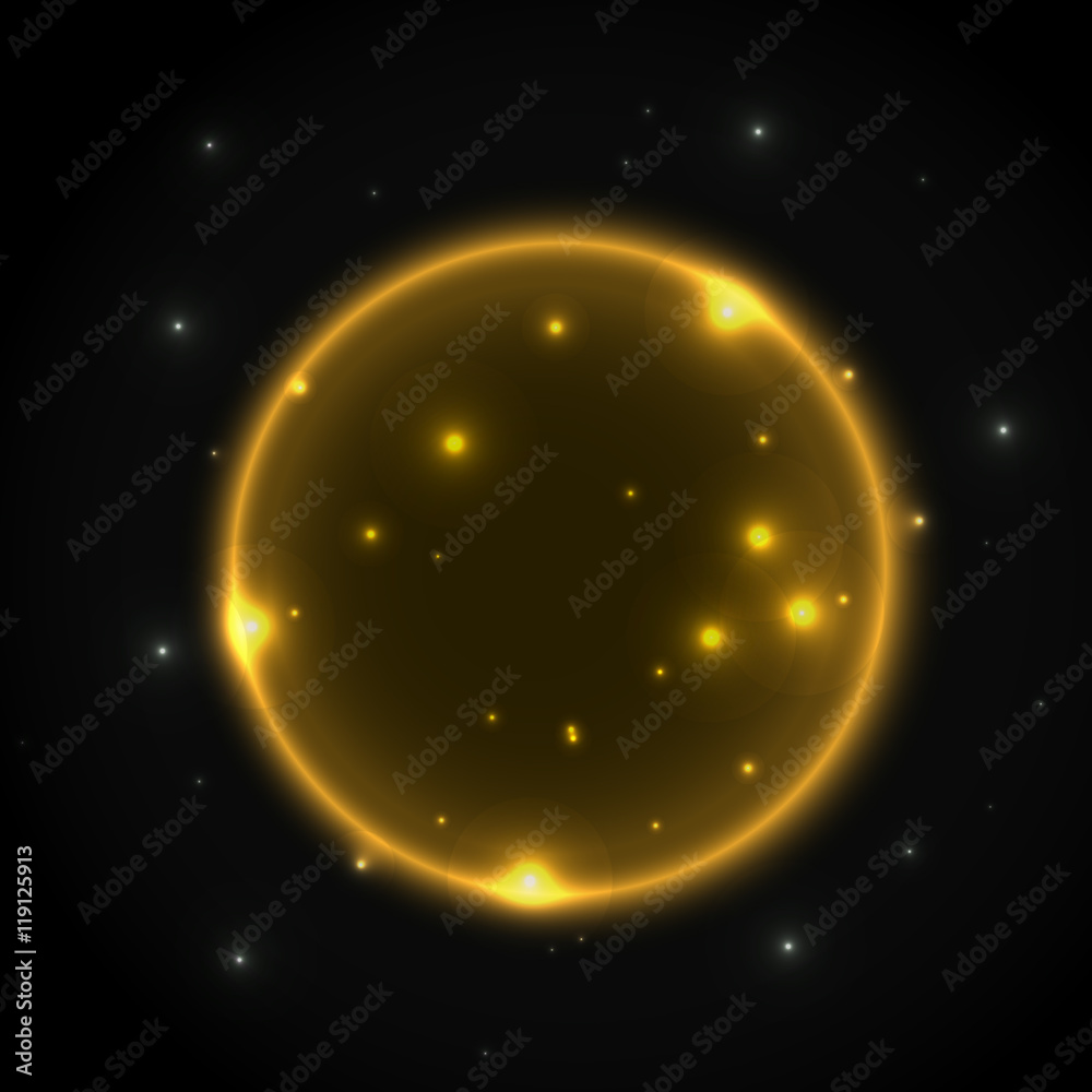 Glowing universe planet. Space vector background with sparkling stars ...