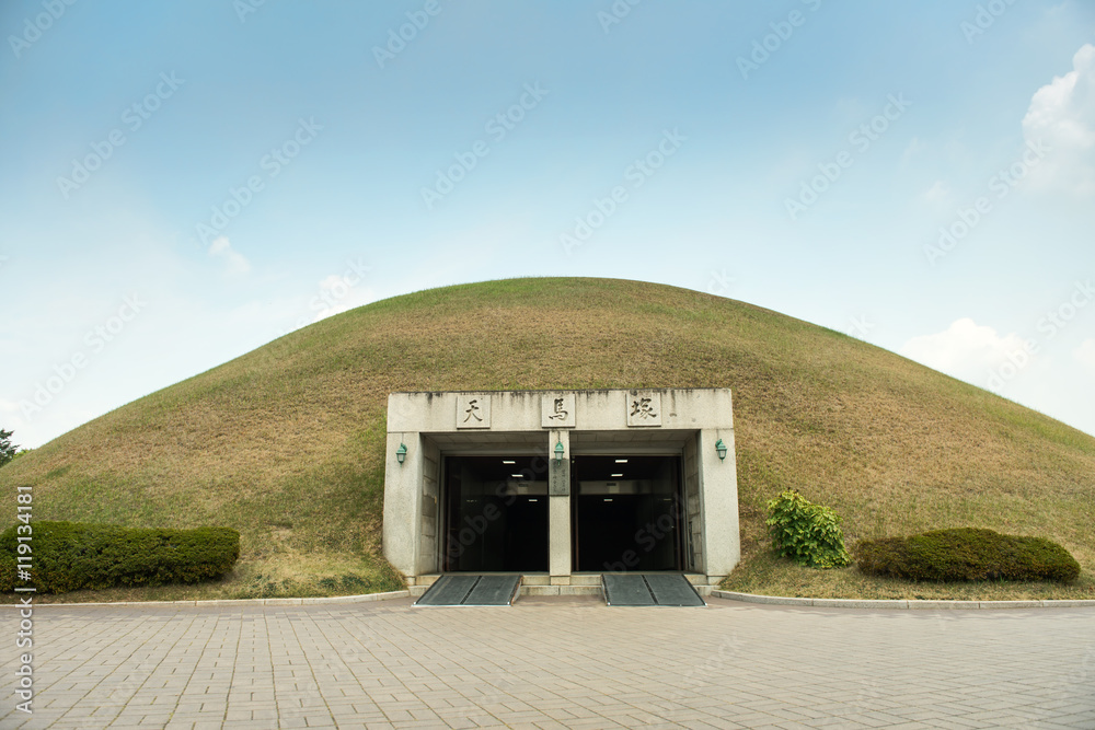 Gyeongju, South Korea - August 17, 2016: Cheonmachong, tumulus located ...