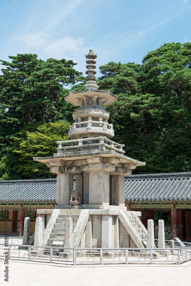 Gyeongju, South Korea - August 18, 2016: The stone pagoda Dabotap in ...