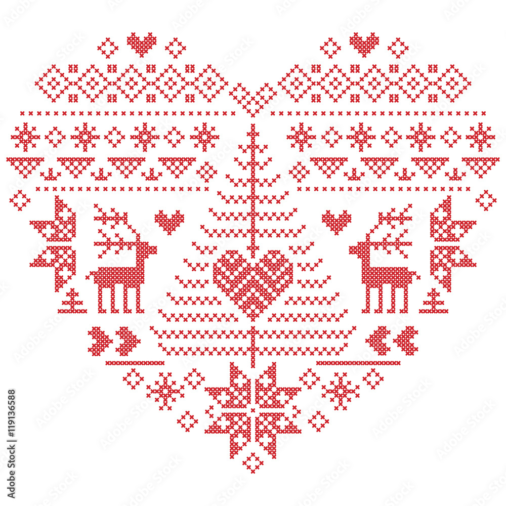 Heart Shape Scandinavian Printed Textile style and inspired by ...