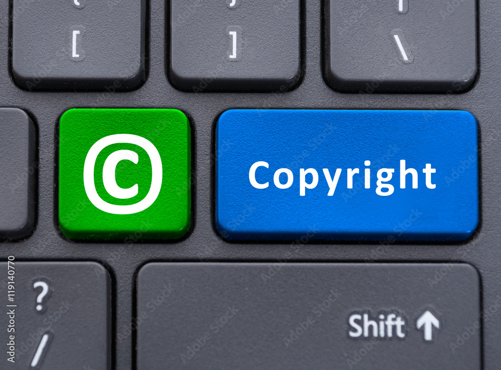 Copyright text and symbol button on keyboard concept Stock Photo ...
