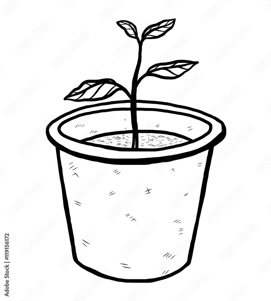 Vecteur Stock flower pot / cartoon vector and illustration, black and ...