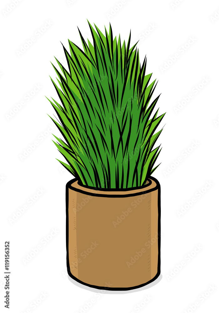plant in brown pot / cartoon vector and illustration, hand drawn style ...