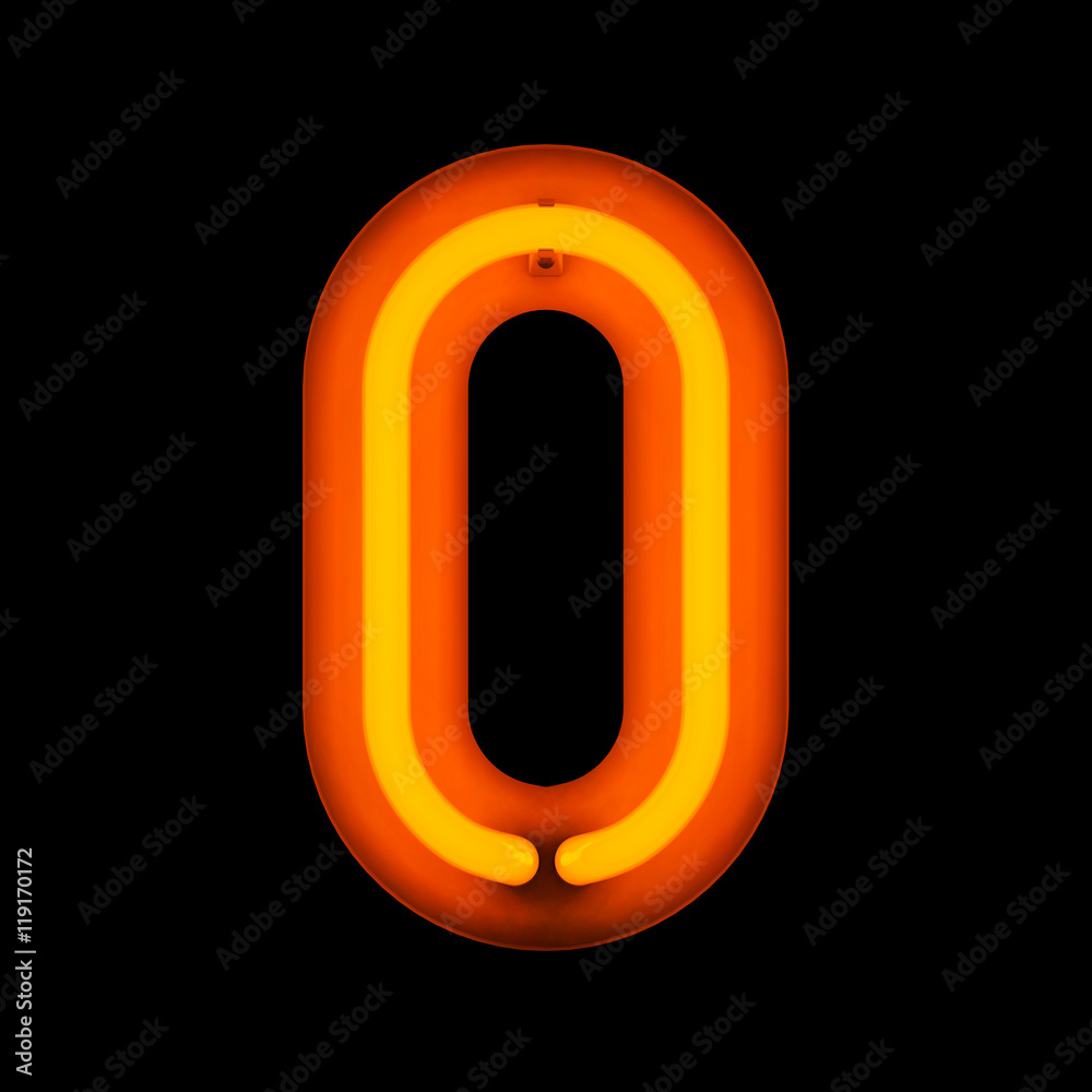 Neon Letter O or Zero Digit Stock Photo | Adobe Stock