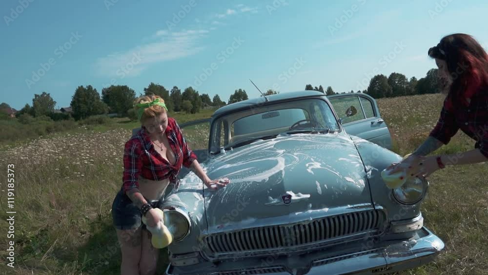 Erotic Girls Washing A Car Stock Video Adobe Stock