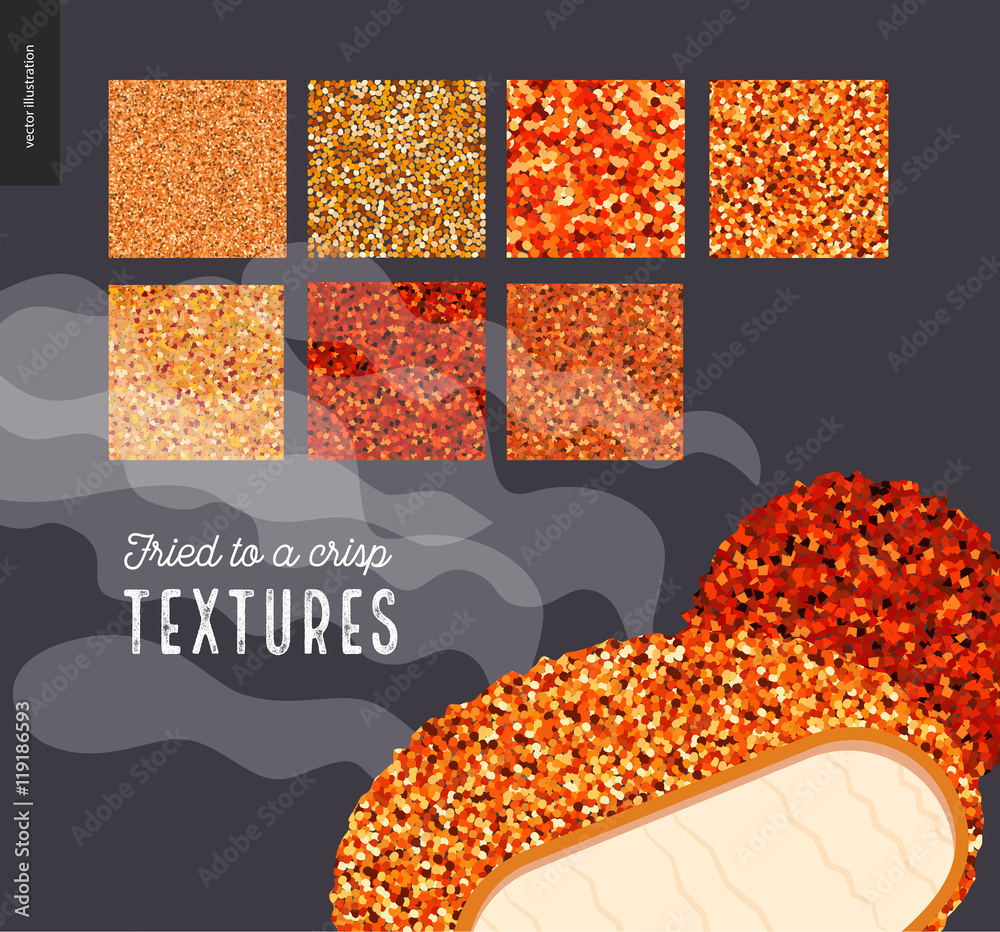 Meat fried texture patterns. Flat vector cartoon illustrated seamless ...