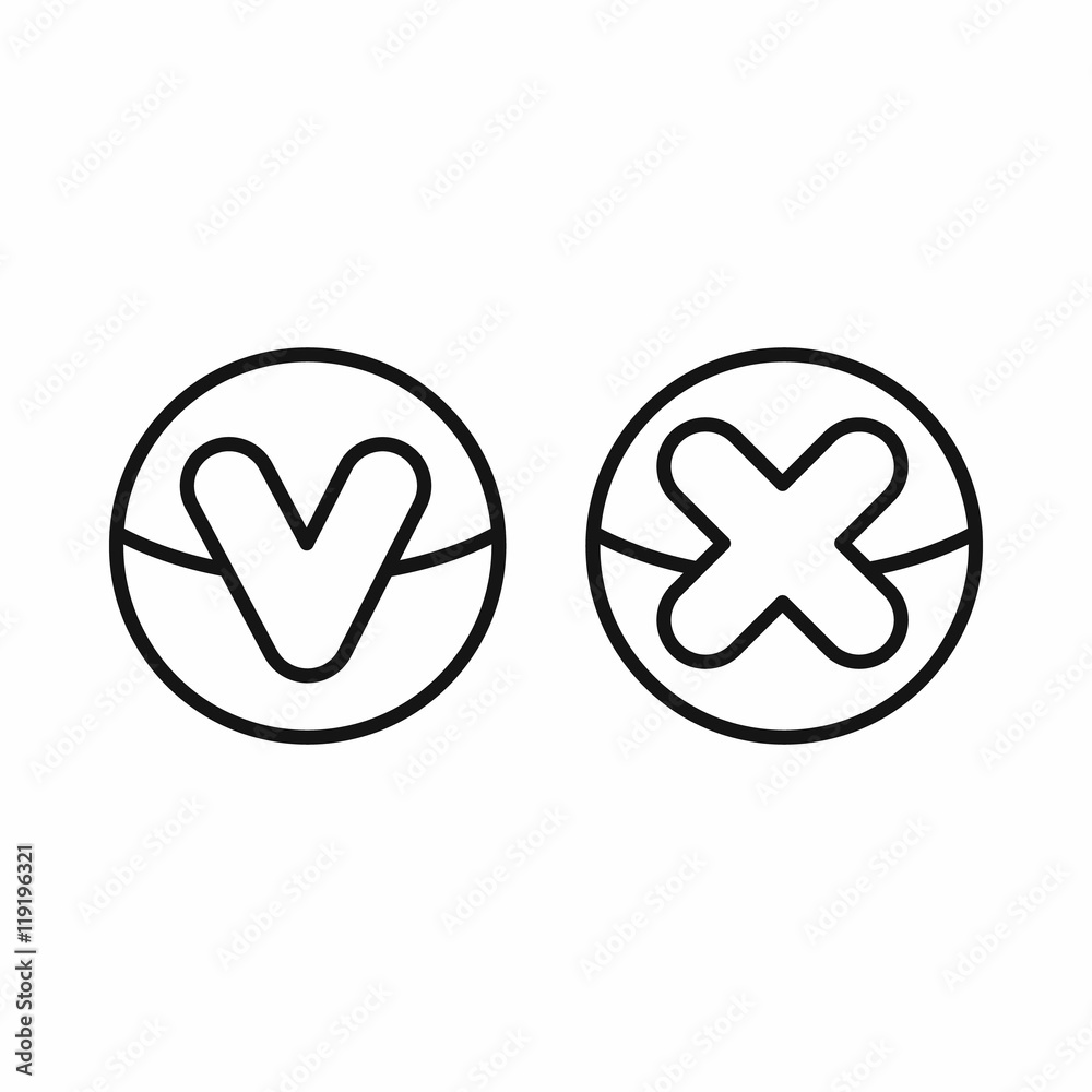 Yes No Check Marks Icon In Outline Style On A White Background Stock yes-no-check-marks-icon-in-outline-style-on-a-white-background-stock