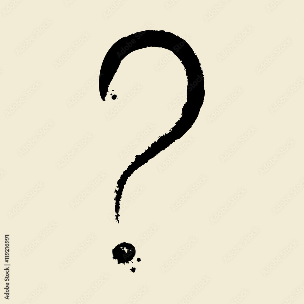 Hand written brush stroke question mark Stock Vector | Adobe Stock