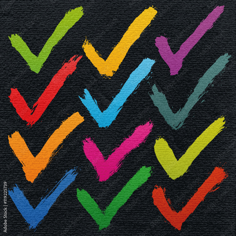 Check mark ink sketch on watercolor paper Stock Vector | Adobe Stock