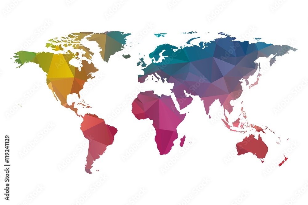 low poly world map colorful Stock Vector | Adobe Stock