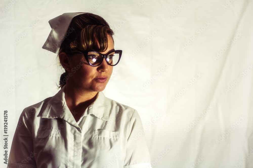 Classic Nurse Vintage. Classic female nurse in authentic vintage ...