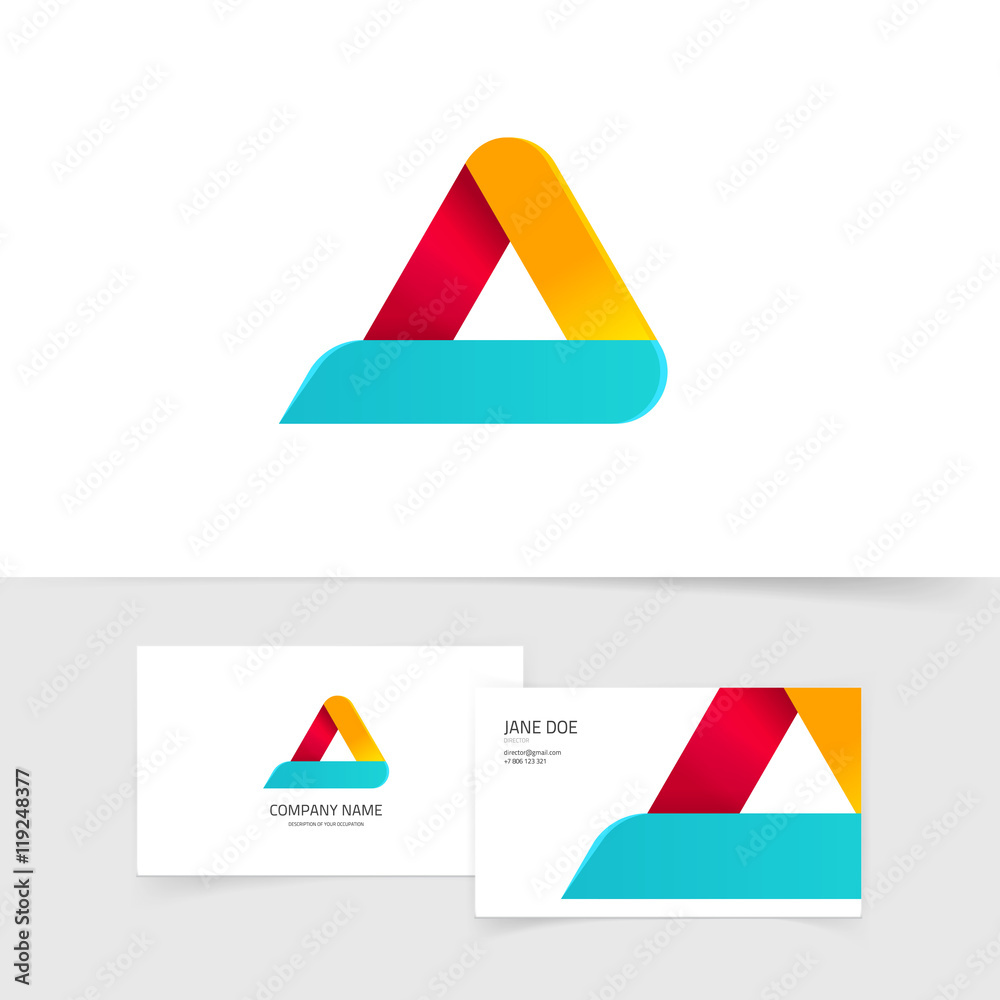 Colorful triangle logo with rounded corners vector isolated on white ...