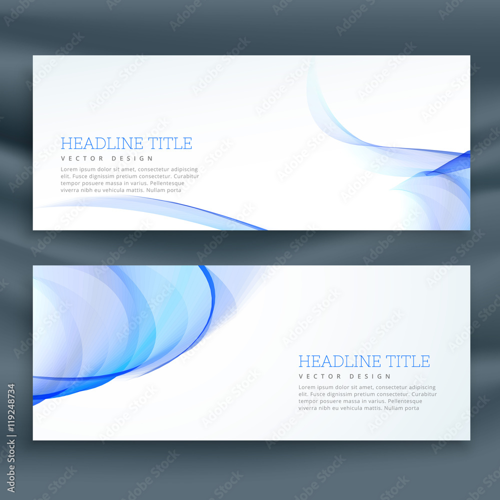blue wavy banners on white background Stock Vector | Adobe Stock