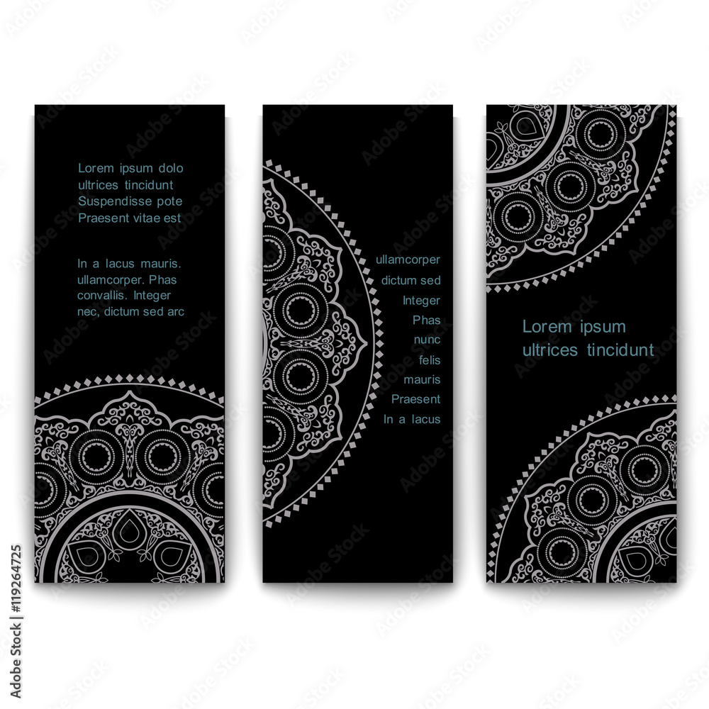 Vector set of ornate vertical template cards-banners in Eastern Stock ...