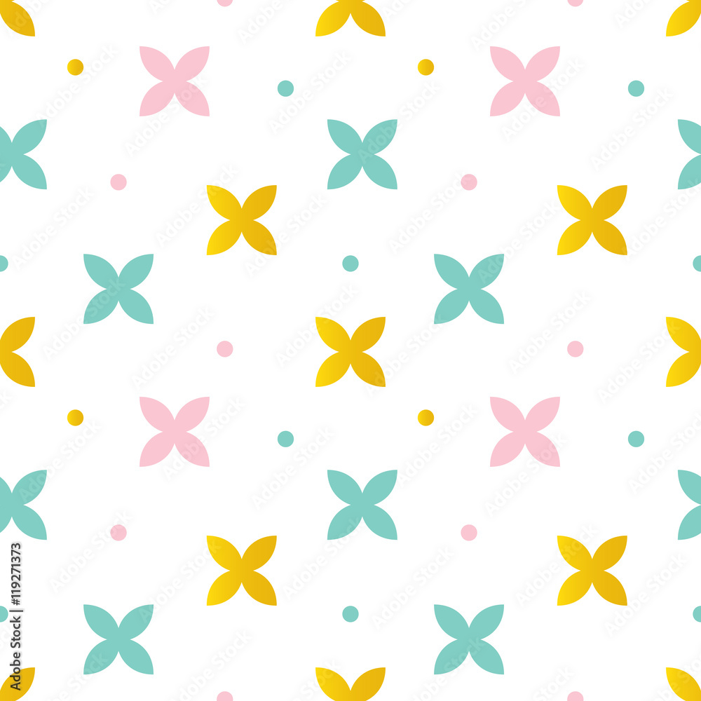 Cute pink, mint green and gold abstract floral seamless pattern ...