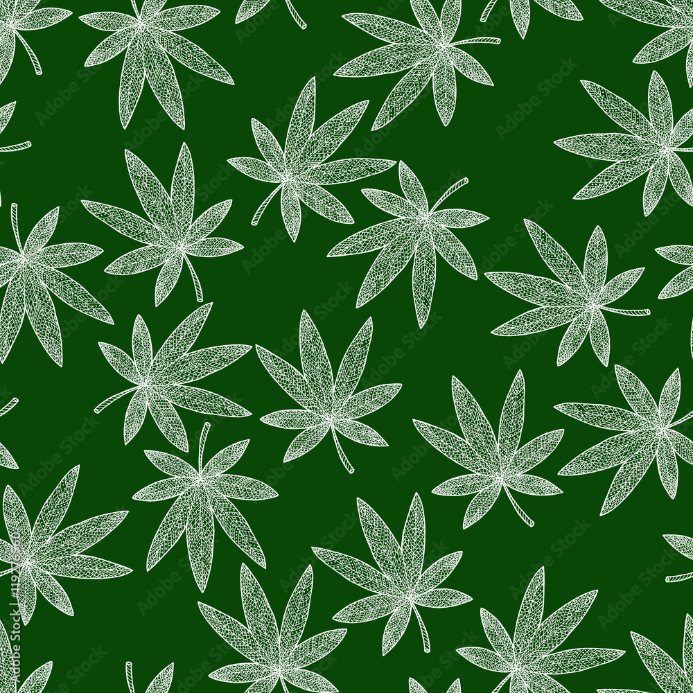 Seamless pattern background marijuana. Zen tangle and doodle hashish ...