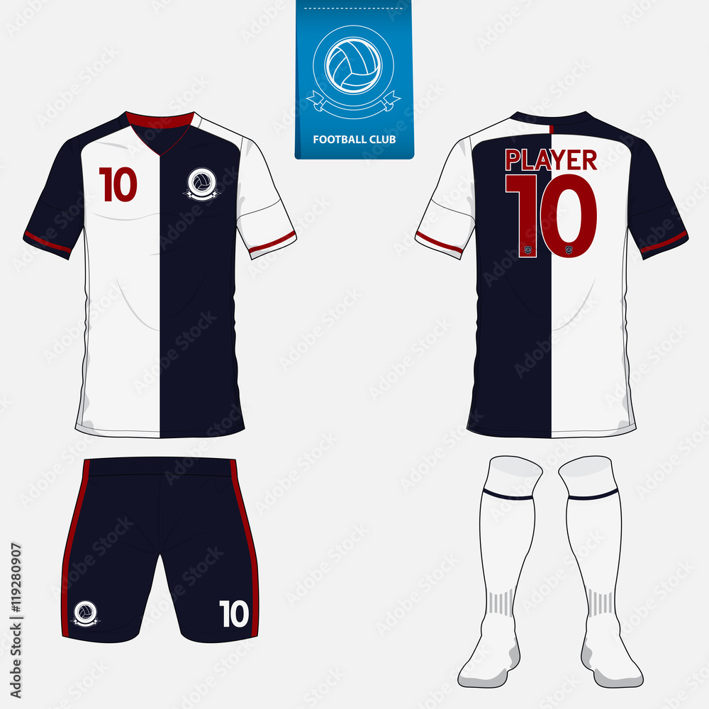 Set of Football kit or soccer jersey template for soccer club. Flat ...