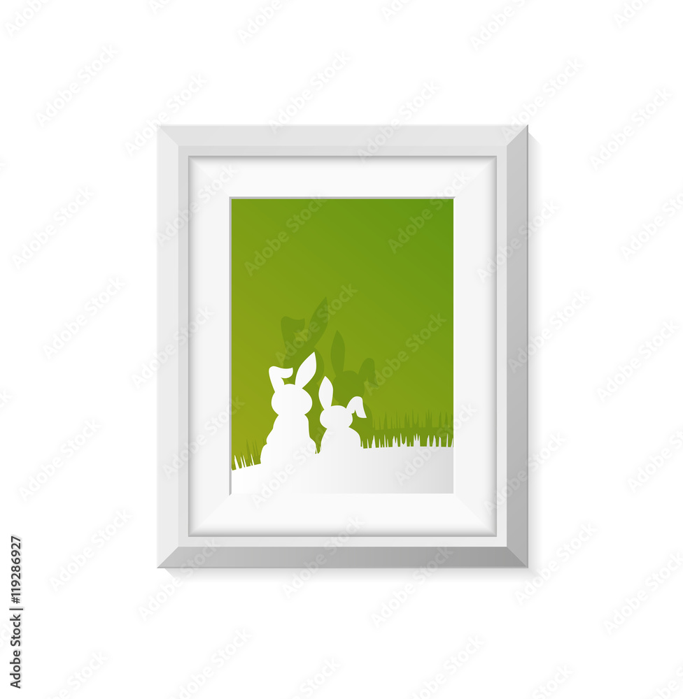 Realistic Minimal Isolated White Frame with Art Scene on White ...