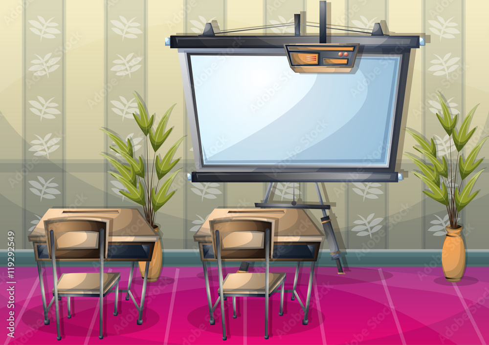 cartoon vector illustration interior classroom with separated layers in ...