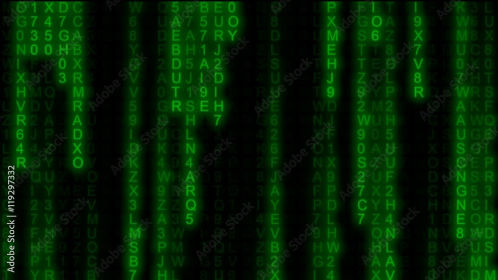 Code rain (random computer symbols falling down): a popular sci-fi ...