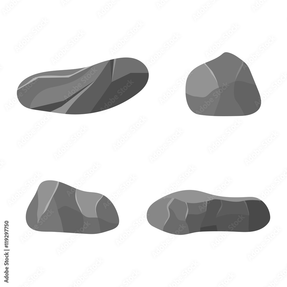 Stones rocks in cartoon style big building mineral pile. Boulder ...