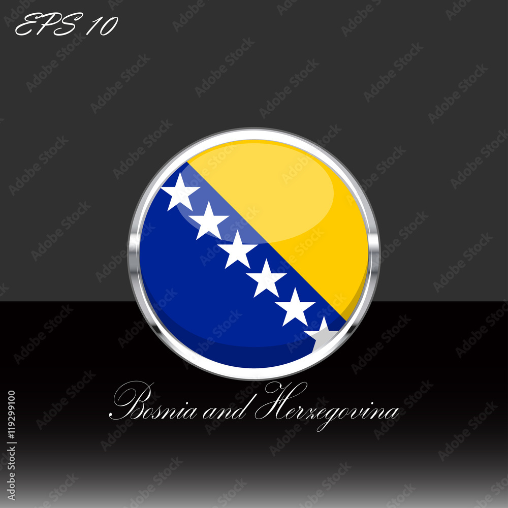 Bosnia and Herzegovina flag isolated on black background. Bosna i ...