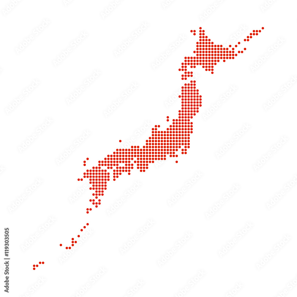 Japan Map - Red Dot Stock Vector | Adobe Stock