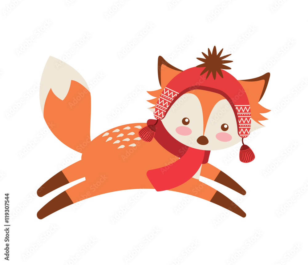 cute animal merry christmas icon Stock Vector | Adobe Stock