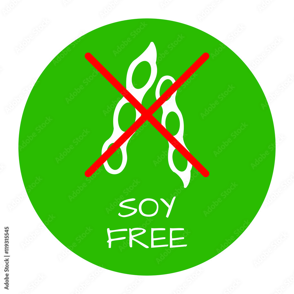 Soya Free Label. Food intolerance symbols. Vector illustration. Stock ...