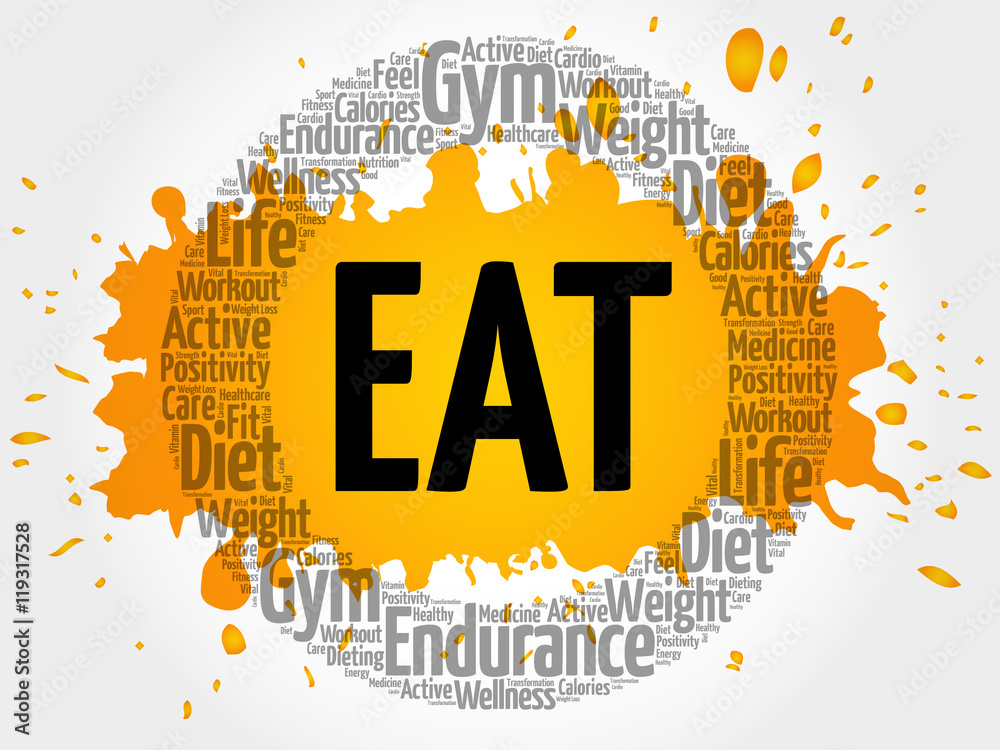 EAT word cloud collage, health concept background Stock Vector | Adobe ...