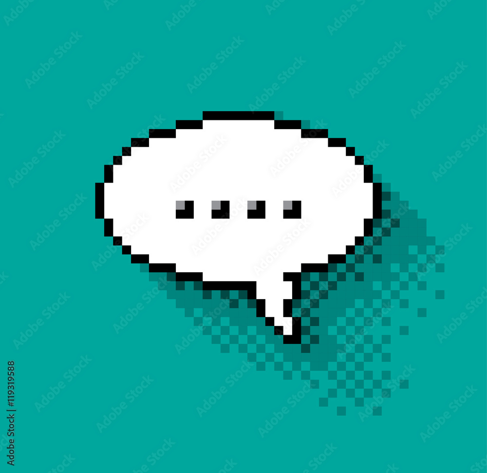 Pixel text bubble with dots, illustration. - Editable stock vector ...