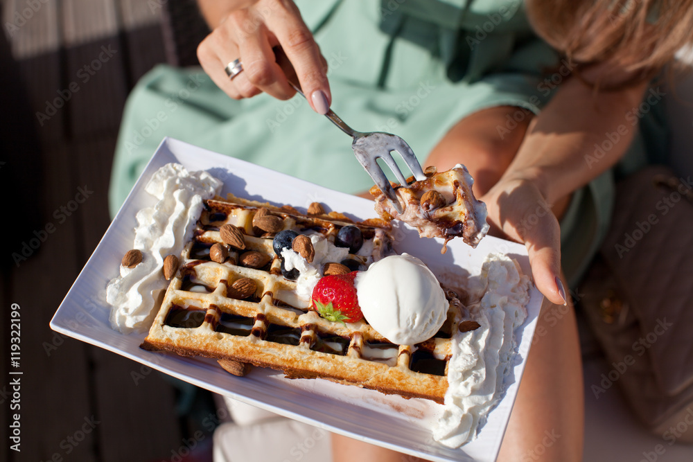 Woman Eating Chocolate Syrup
