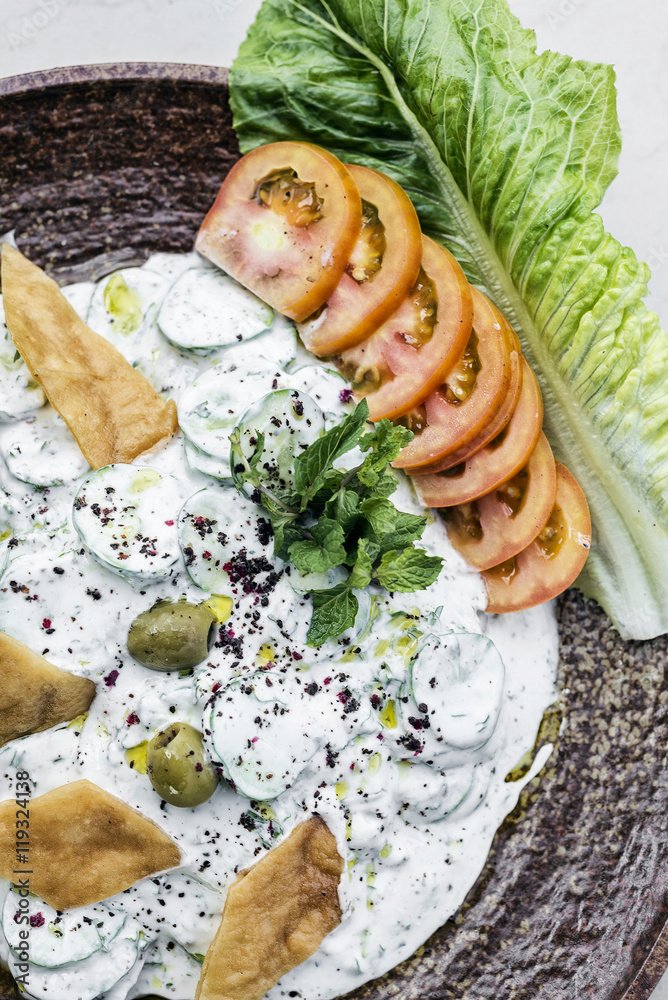 laban yoghurt cucumber middle eastern lebanese dip snack food Stock ...