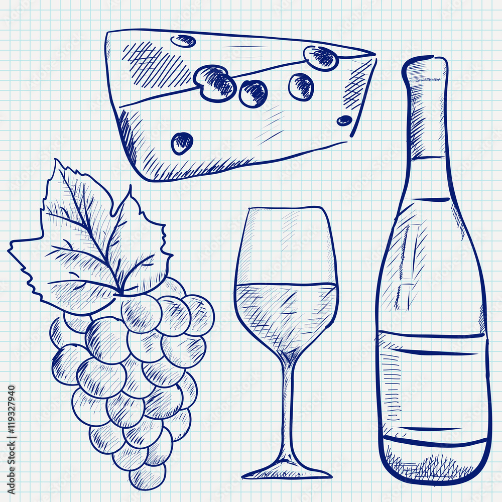 Wine Grapes Drawing