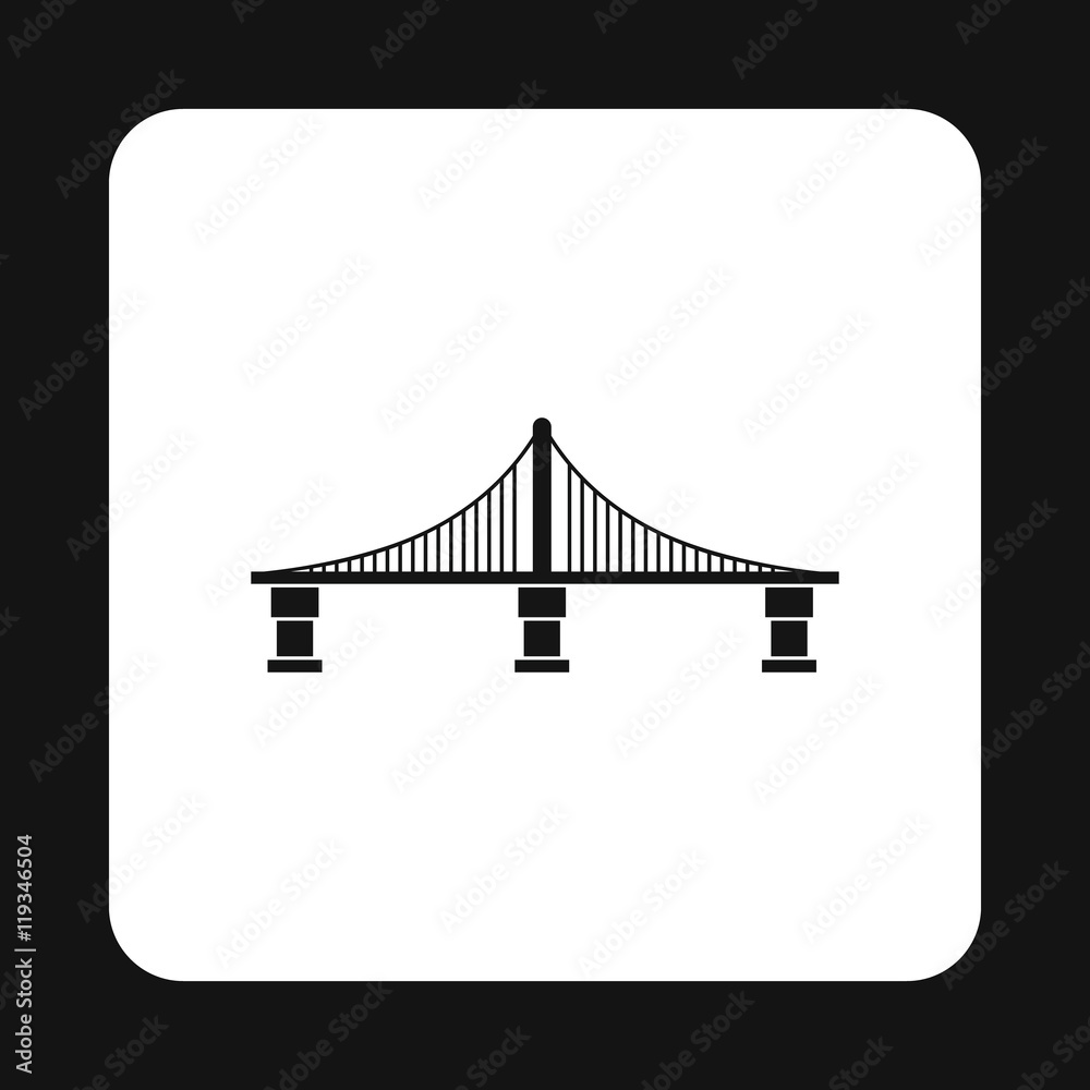 Bridge with steel supports icon in simple style isolated on white ...