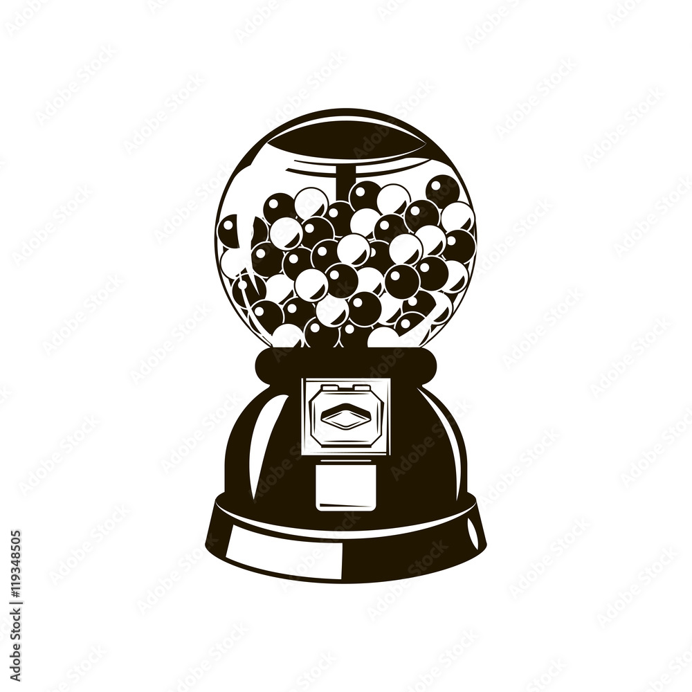 Poster Black and white gumball machine. Vector illustration – Wall Art ...