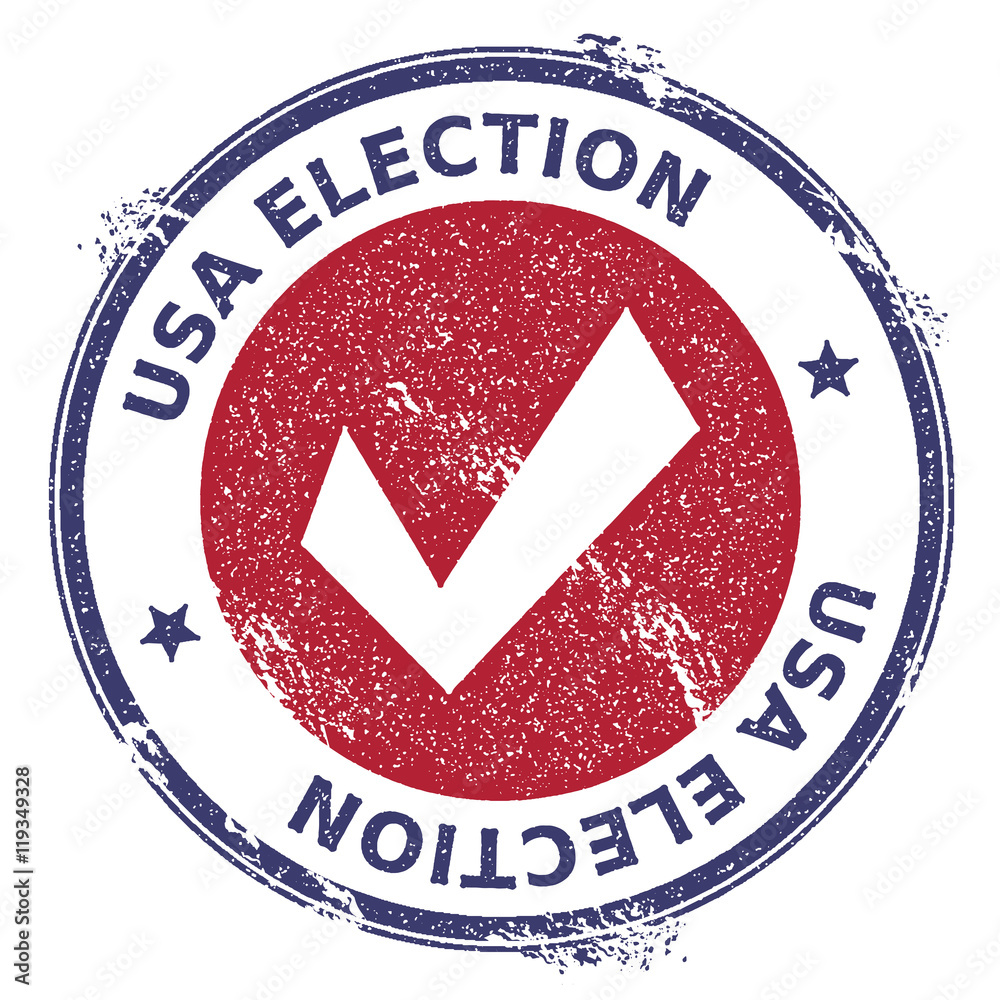 Grunge check mark rubber stamp. USA presidential election patriotic ...