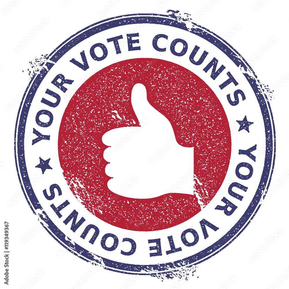 Grunge thumb up rubber stamp. USA presidential election patriotic seal ...