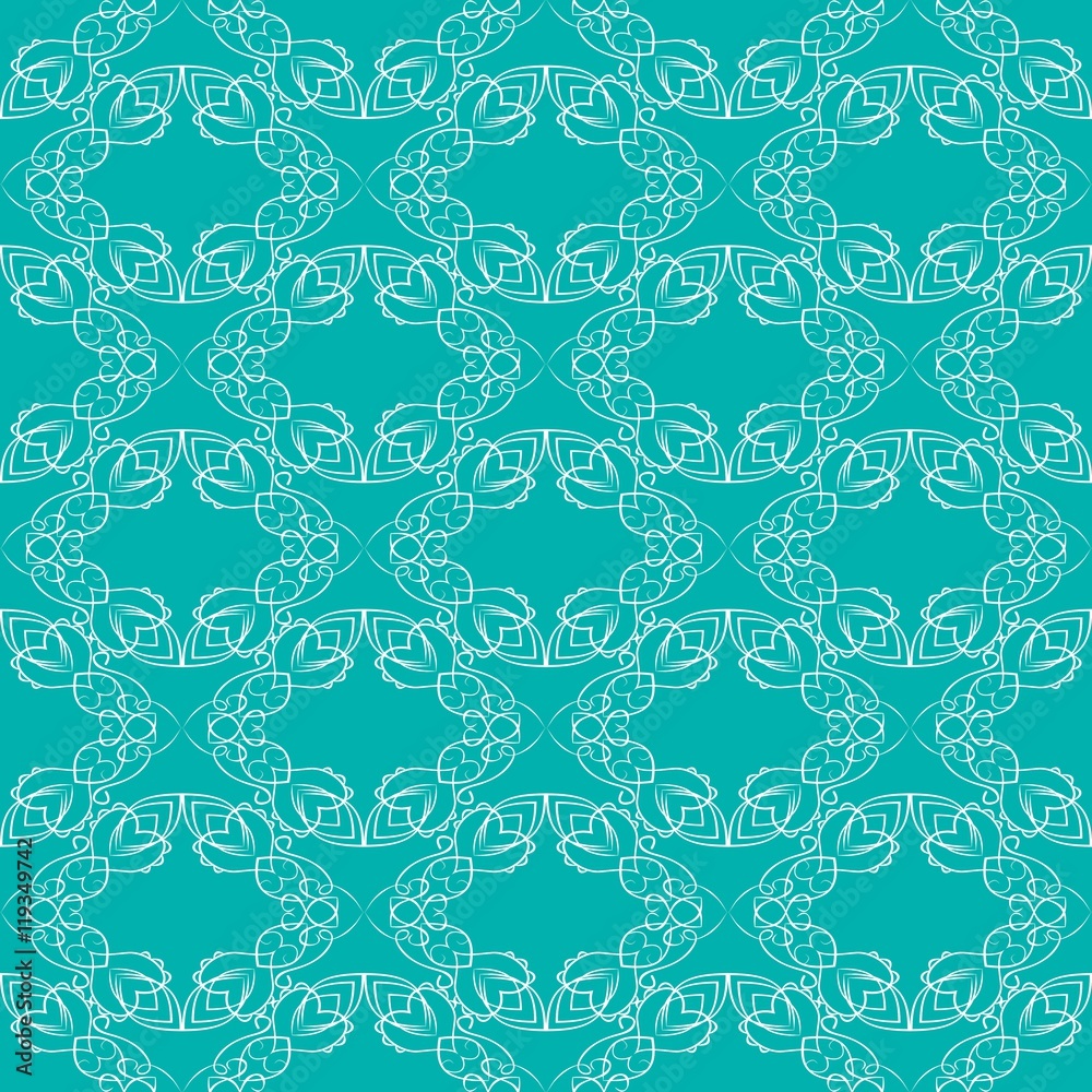 Vintage fine white brocade patterns on trendy green background ...