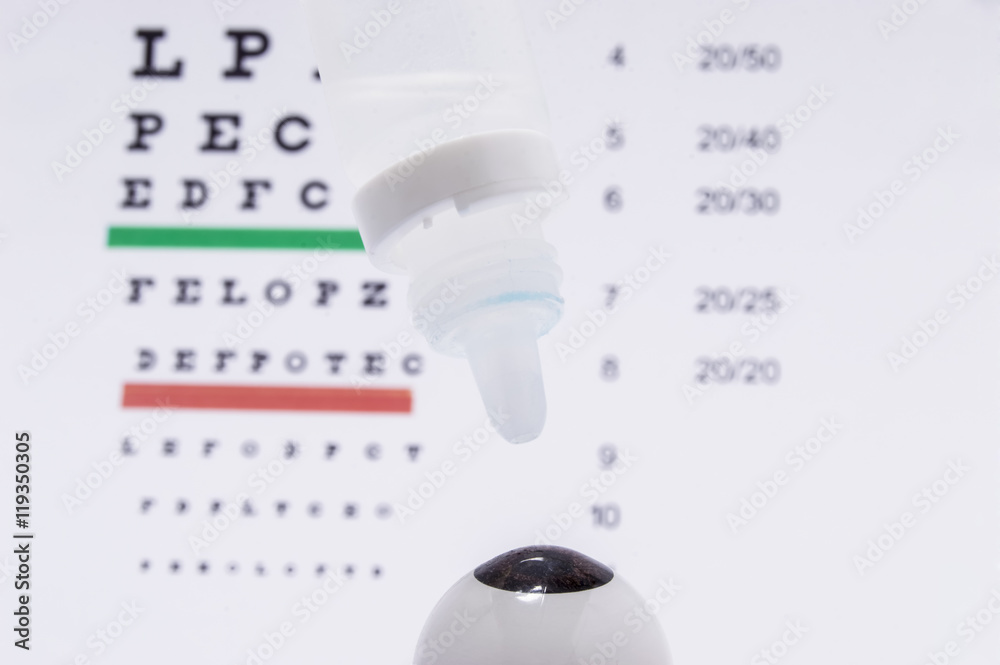 The figure of the eye with eye drops for the treatment or against ...