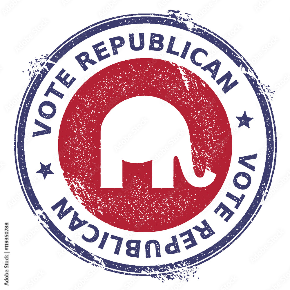 Grunge republican elephants rubber stamp. USA presidential election ...