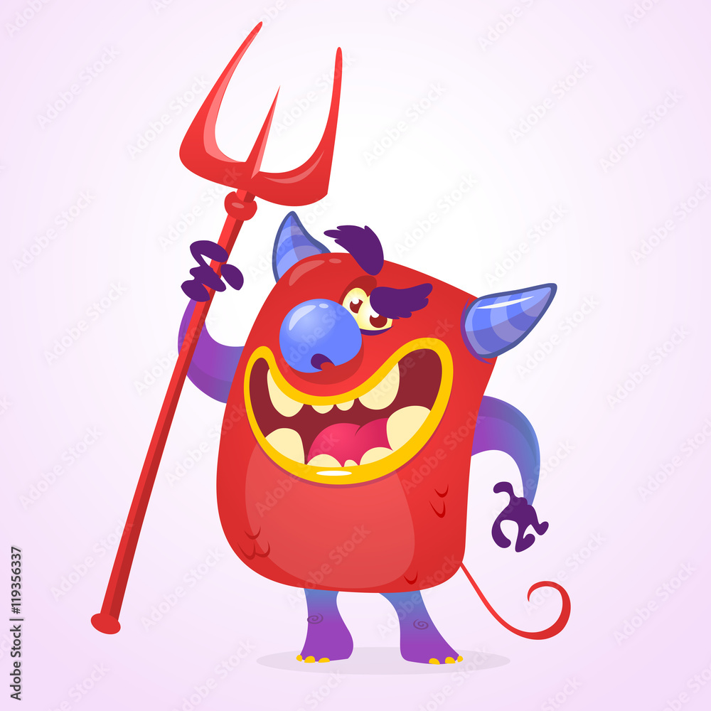 Funny cartoon devil. Halloween vector isolated Stock ベクター | Adobe Stock