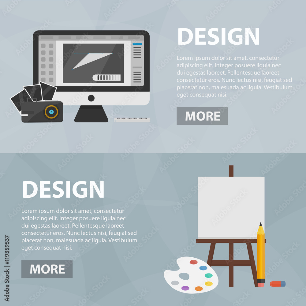 Vector flat banners of graphic web design and art for website. Business ...