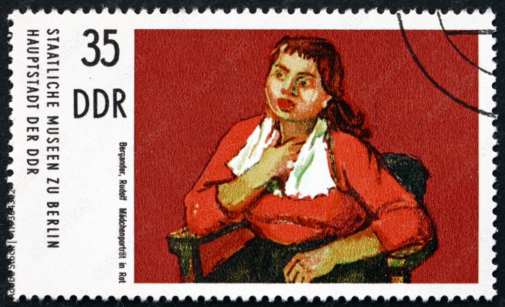 Postage stamp Germany 1974 Girl in Red, by Bergander Stock Photo ...