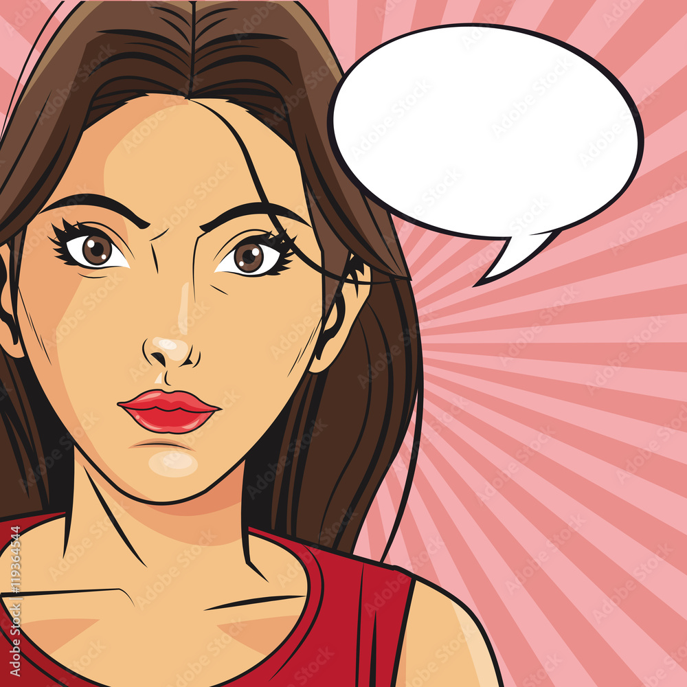 woman female girl bubble cartoon pop art comic retro icon. Colorful and ...