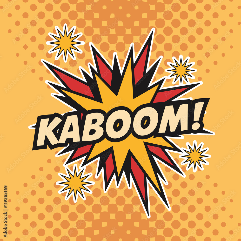 kaboom boom explosion cartoon pop art comic retro communication icon ...