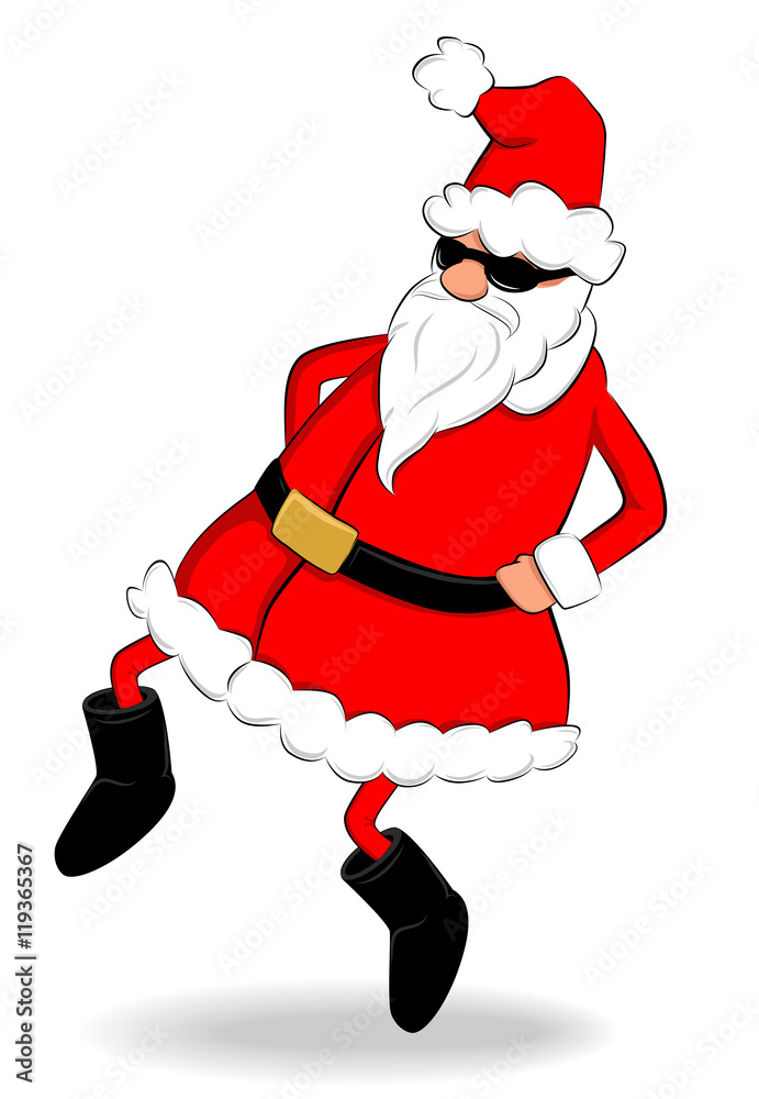 Funny fat Santa Claus with sunglasses dancing Stock Vector | Adobe Stock