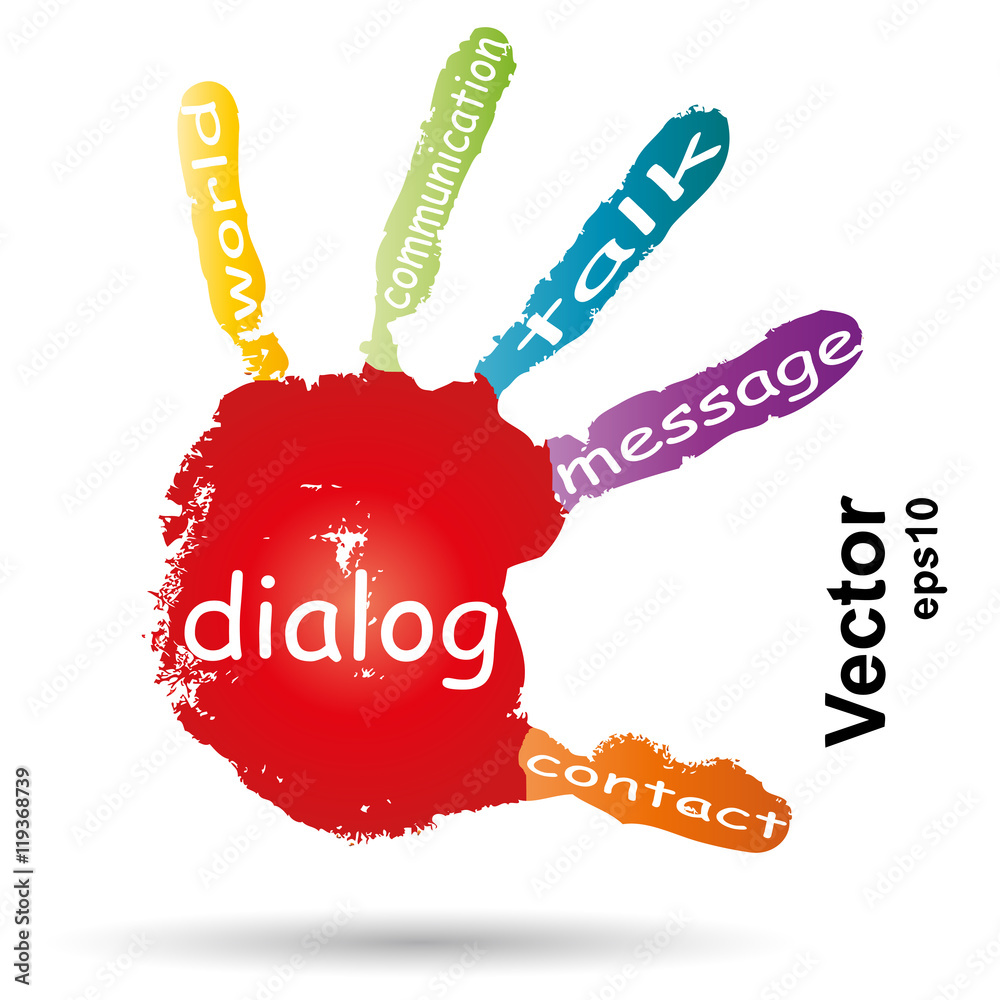 Vector conceptual children painted hand print word cloud Stock Vector ...